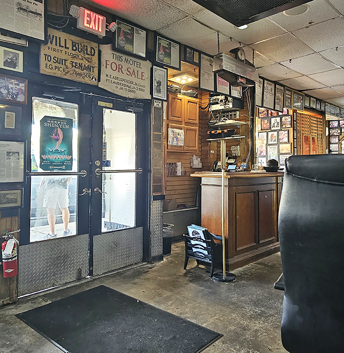 The entryway, plastered with photographs and memorabilia, serves as both time capsule and gallery &ndash; each image telling a story of Fort Lauderdale's past.