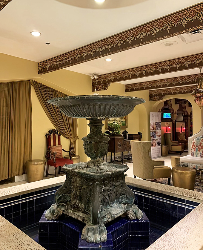 Interior fountains provide the soundtrack to your Moroccan fantasy, their gentle burbling drowning out the modern world beyond these ancient-inspired walls.