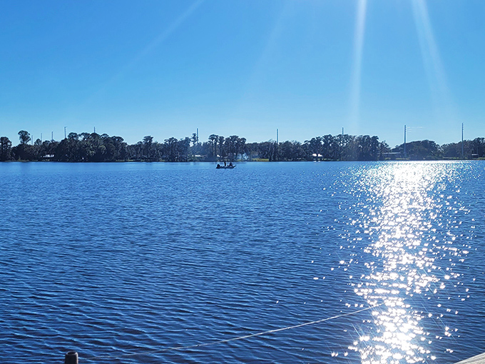 The afternoon sun creates a pathway of light across Trout Lake, nature's own light show that changes by the minute.