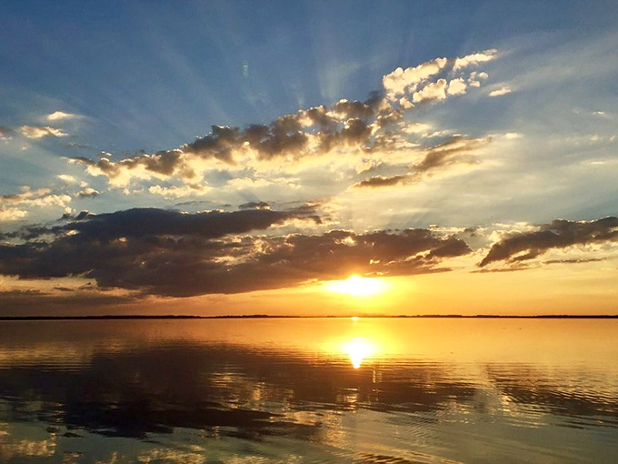 A breathtaking Florida sunset paints the sky in impossible colors, turning the water into liquid gold as day surrenders to night.