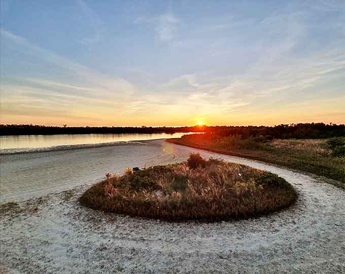 Golden hour transforms the lagoon into a mirror of liquid gold – nature's own light show.
