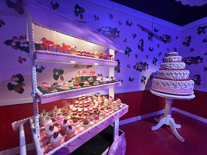 The Strawberry Room's dessert display looks good enough to eat, but these treats are permanent installations rather than temporary temptations.