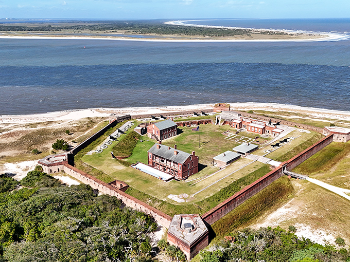 From above, Fort Clinch reveals its strategic design&mdash;a perfect pentagon of military ingenuity nestled between forest and sea.