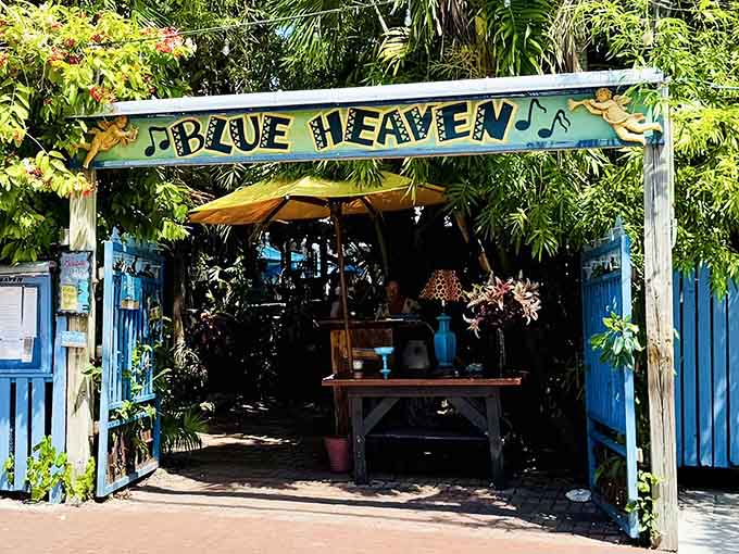 The entrance to Blue Heaven, where your breakfast adventure begins and normal dining rules end.
