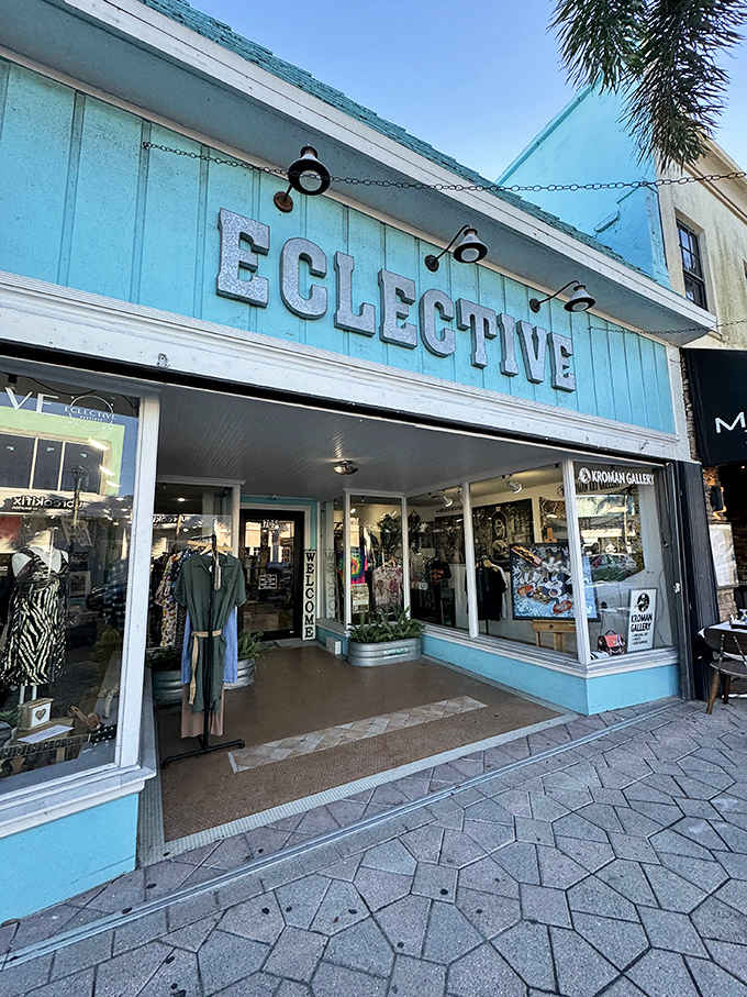 Eclective Boutique's turquoise storefront houses carefully curated treasures that mall stores could never hope to match.