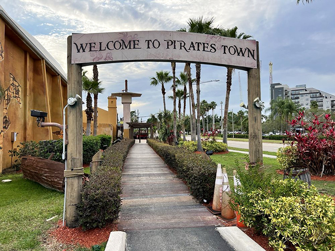 The theater's immersive design surrounds you with nautical elements and dramatic lighting, setting the stage for pirate mayhem.