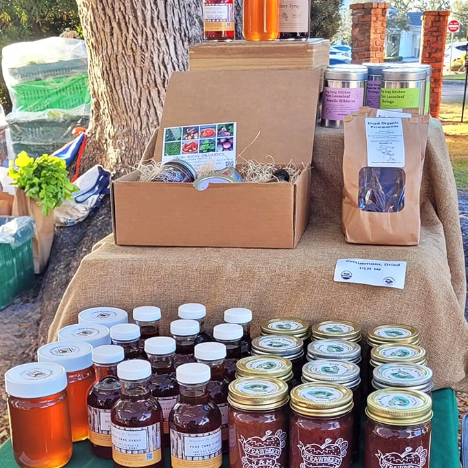 Jars of honey catch the light like liquid amber, while other farm-made treasures wait to transform ordinary meals into memorable ones.