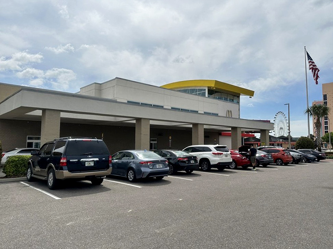 Even the parking lot says "we're fancy"&mdash;palm trees and clean lines prepare you for the McExtravaganza within.