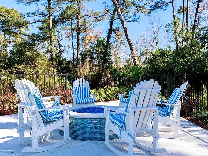 Gather 'round the fire pit in these Adirondack chairs &ndash; because even fairy tale characters appreciate the simple pleasure of outdoor conversation.