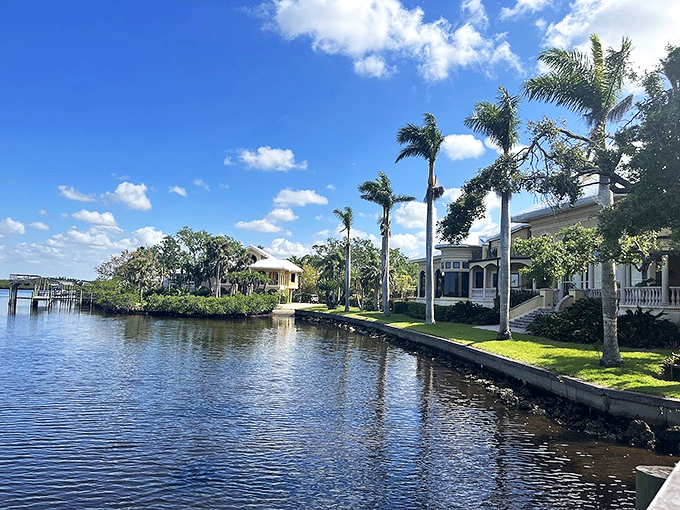 Waterfront luxury homes line the peaceful banks of the aptly named Peace River, creating a picturesque backdrop for the gardens.
