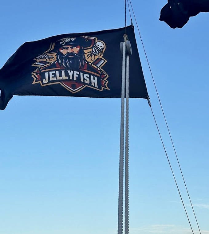 Flying the colors proudly, because even themed vacation rentals need to show proper flag etiquette and patriotic spirit.