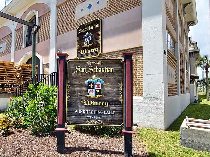 The winery's sign welcomes visitors to discover what happens when Florida decides to make wine its own way.