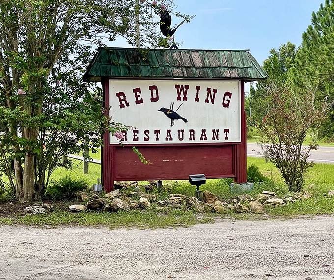 The Red Wing Restaurant sign stands as a beacon for those in the know &ndash; unassuming yet confident, much like the establishment it represents.