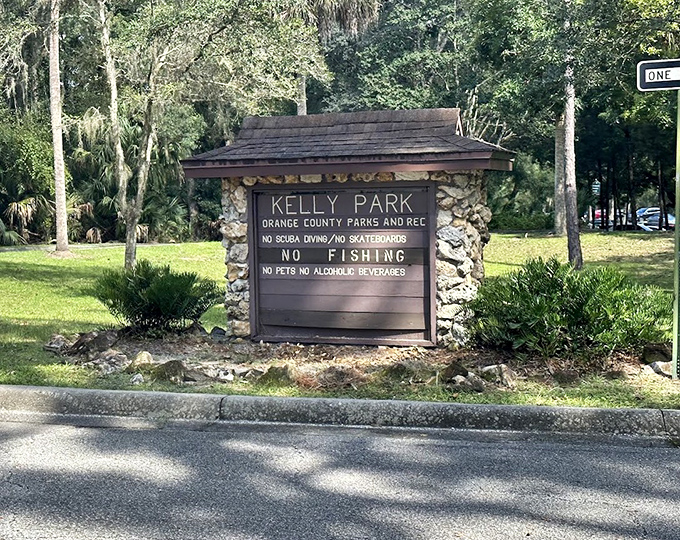 Rules with a view: Even park regulations look better when framed by Florida sunshine and ancient oaks&mdash;possibly the most scenic "no" list around.