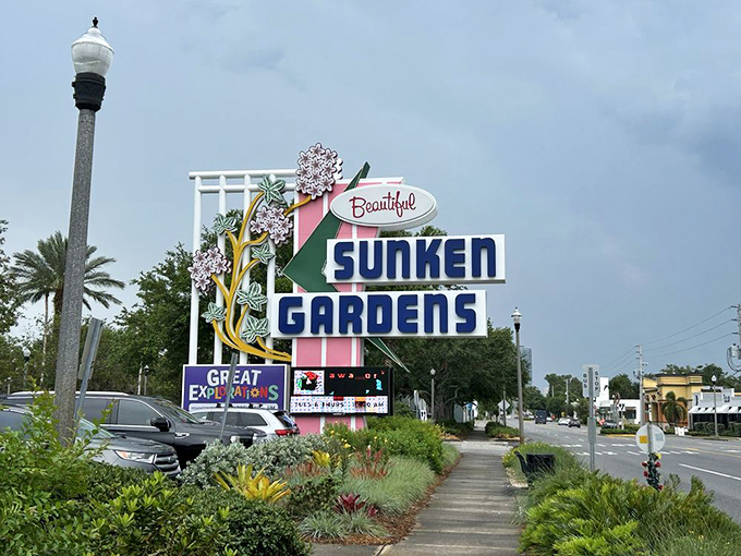 This vintage sign isn't merely marking an entrance &ndash; it's announcing a journey back to Old Florida's roadside attraction golden age.