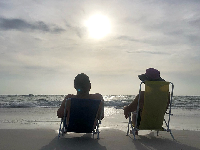 Sunset Beach Chair Relaxing Two chairs, one sunset, zero worries &ndash; the perfect equation for what vacation should feel like.