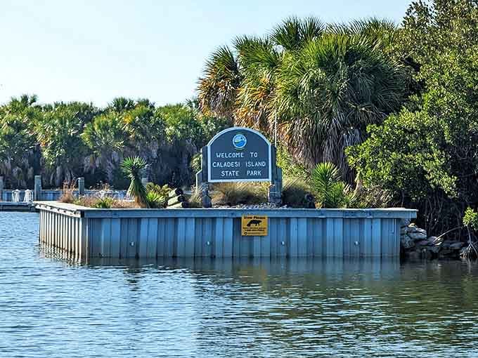 Island welcome: The sign marks your arrival at one of Florida's best-kept secrets, where natural beauty still reigns supreme over development.