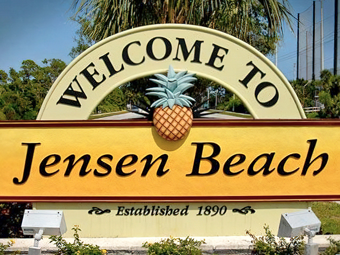 The pineapple welcomes you like an old friend, Jensen Beach's historic sign reminds visitors they've arrived somewhere that values tradition and a slower pace.