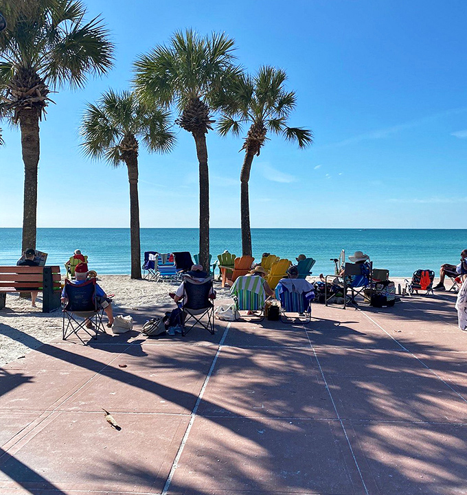 The unofficial Pass-A-Grille waiting room &ndash; beach chairs arranged for the nightly sunset spectacular.