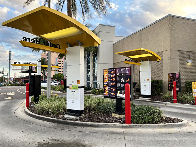 Even the drive-thru gets an upgrade with sleek design and digital menu boards for those who need their gourmet McDonald's on the go.