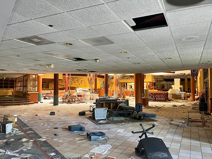 What was once a bustling dining hall now hosts only ghosts and graffiti &ndash; the ultimate "closed for renovation" that never reopened.