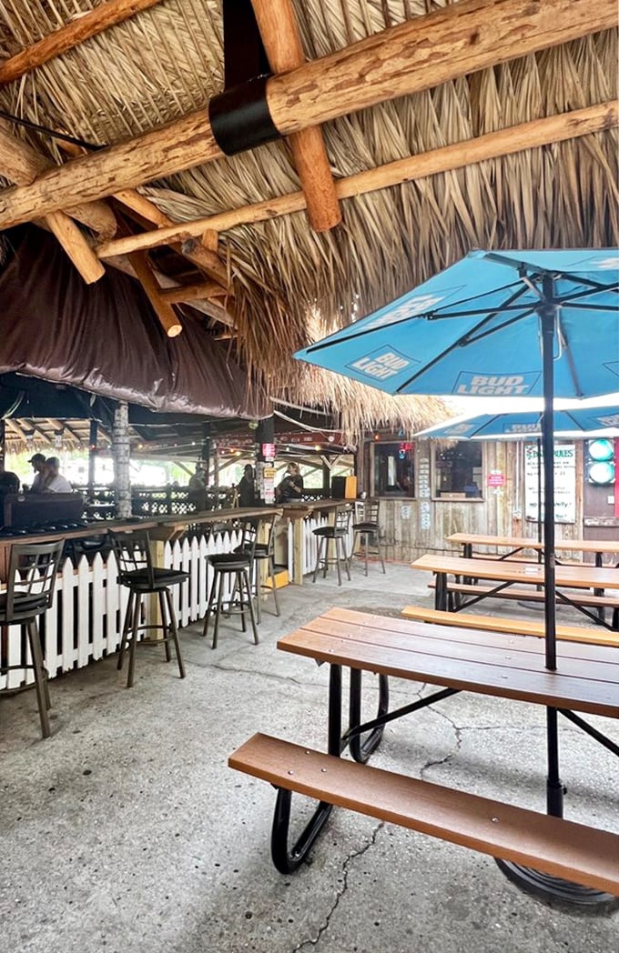 Thatched roof paradise where cold drinks taste better and time slows down &ndash; the perfect spot to savor Florida's natural beauty.
