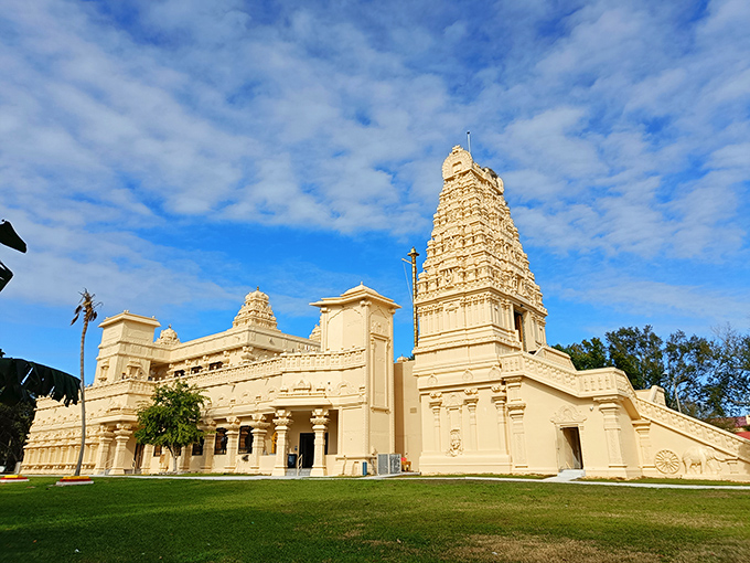 From the outside, the temple appears as an architectural anomaly in suburban Tampa &ndash; a piece of ancient India transported to the land of sunshine and theme parks.