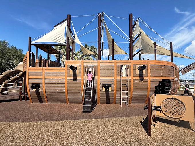 This whimsical ship-shaped playground near the fountain ensures even the youngest visitors have their own maritime adventure in Jacksonville.