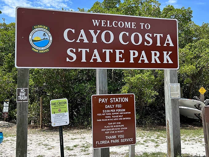 The welcoming sign promises adventure beyond the ordinary, where a modest entrance fee buys memories that expensive resorts can't match.