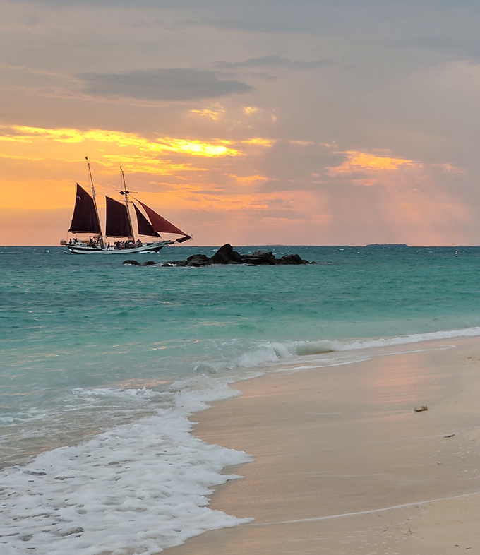 Mother Nature shows off her painting skills at sunset, using the ocean as her canvas and the sky as her palette.