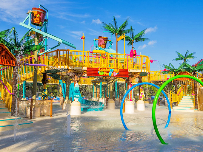 Adventure Island's colorful water features create the perfect tropical escape for families.