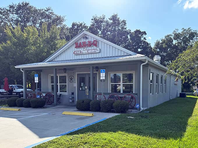 This Summerfield smokehouse looks like it belongs on a postcard, and the food tastes even better than it looks.