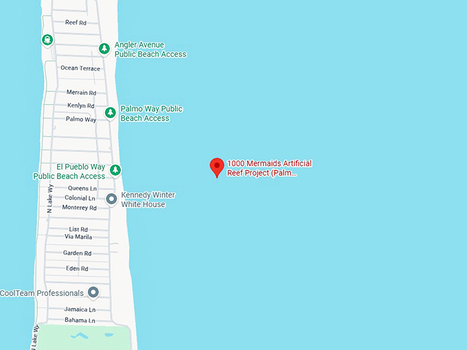 16. 1,000 mermaids artificial reef map