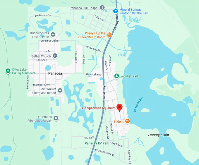 16. panacea's gulf specimen marine lab map