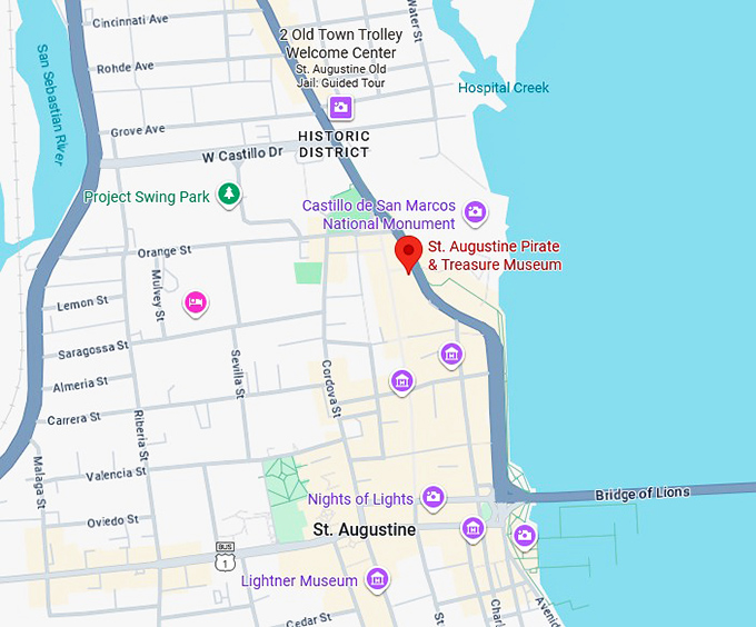 16. st. augustine pirate & treasure museum map