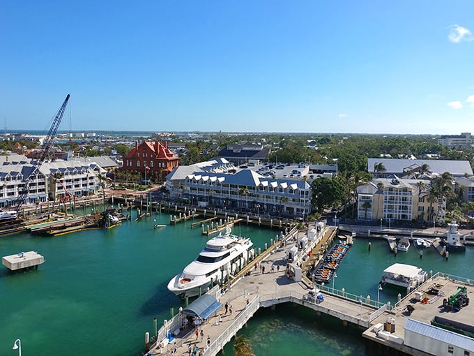 Key West's bustling marina welcomes visitors with colorful buildings and crystal-clear waters &ndash; a perfect introduction to island life in the Florida Keys.