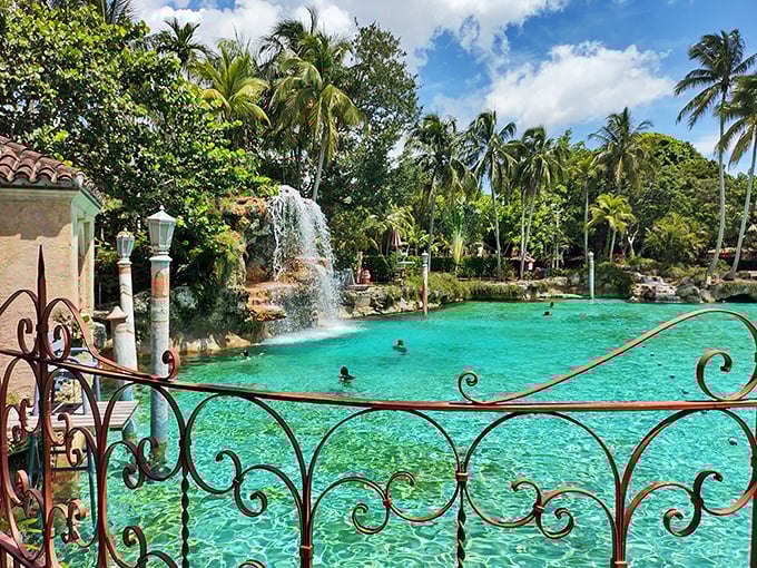 Paradise found! The Venetian Pool's turquoise waters and cascading waterfalls create a tropical oasis that feels worlds away from ordinary swimming holes.