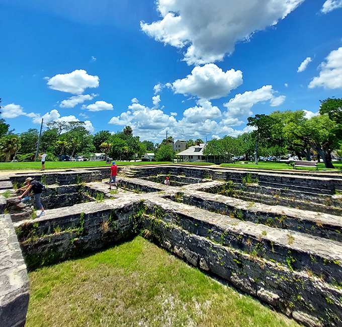 Sunlight plays across the geometric precision of these 18th-century ruins, where dreams of a Mediterranean colony once took shape.