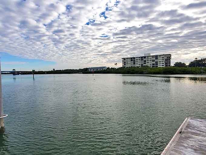 The Intracoastal Waterway stretches out like liquid silver under dramatic skies, reminding visitors why people fall in love with Florida's coastline.
