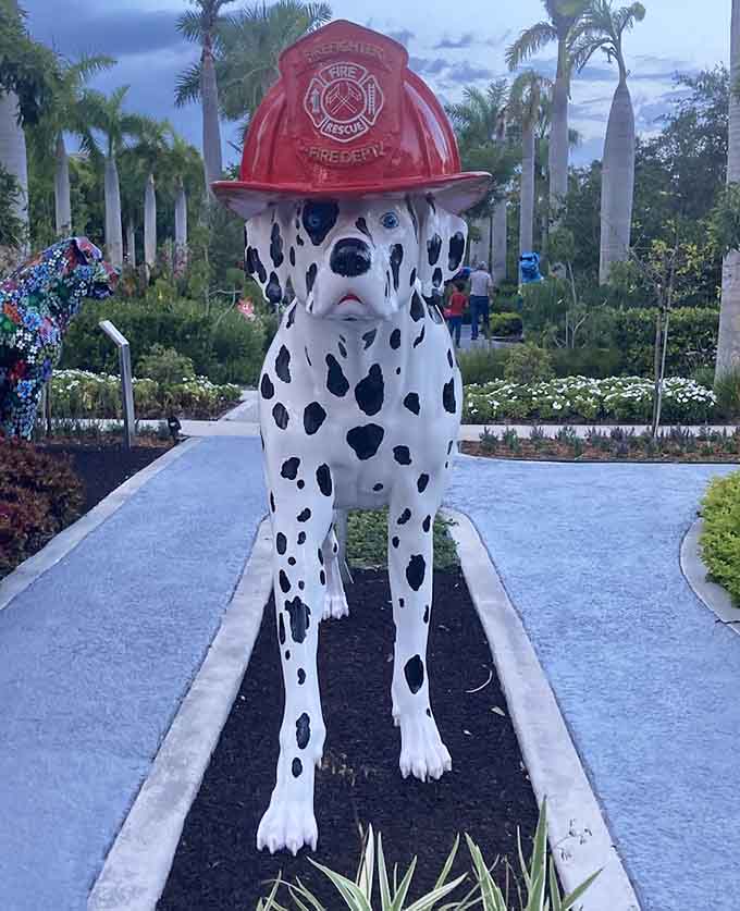This Dalmatian's ready to save the day, though the only emergency here is how adorable this sculpture is.