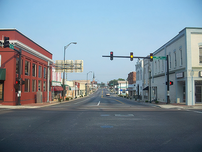 Downtown Live Oak's main street captures the essence of preserved Americana with its historic storefronts and unhurried pace.