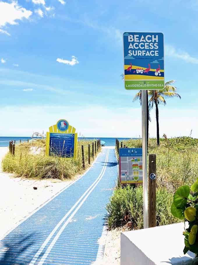 That blue beach mat isn't just thoughtful, it's a game-changer, proving that paradise should be accessible to everyone who wants to feel sand and surf.