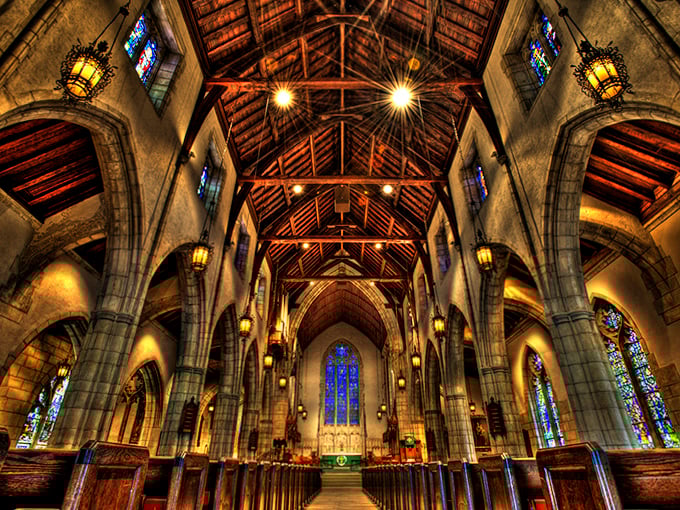 Soaring arches reach heavenward in this architectural symphony of stone and light, where centuries-old design creates a space that still leaves visitors breathless.