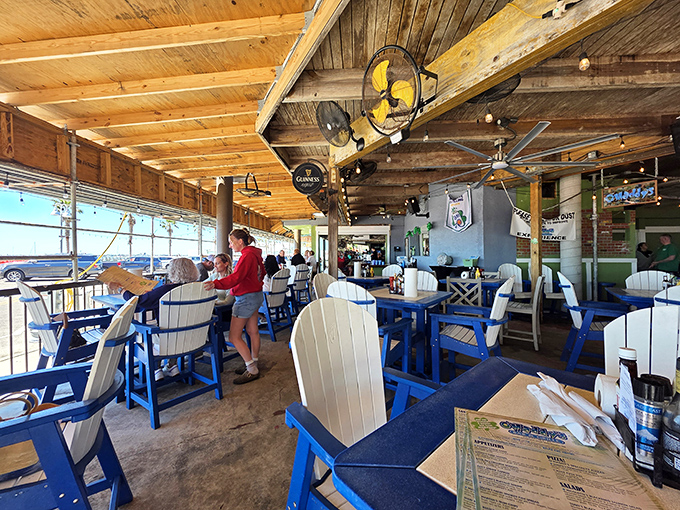 Interior: Rustic wooden beams and nautical touches create that perfect "I've discovered something special" vibe that makes vacation memories stick.