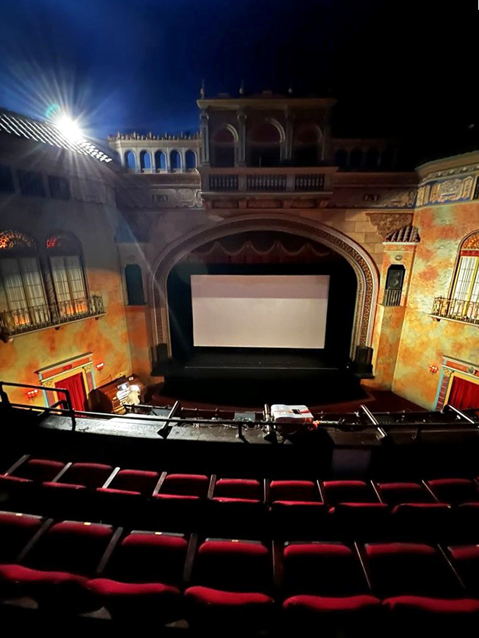 Step inside the auditorium and you're transported to a Mediterranean courtyard under a starry night sky &ndash; movie magic before the film even starts.