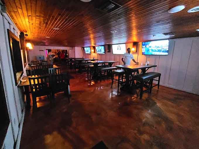 Inside, polished floors and comfortable seating create a space that says "stay awhile" louder than any welcome mat ever could.