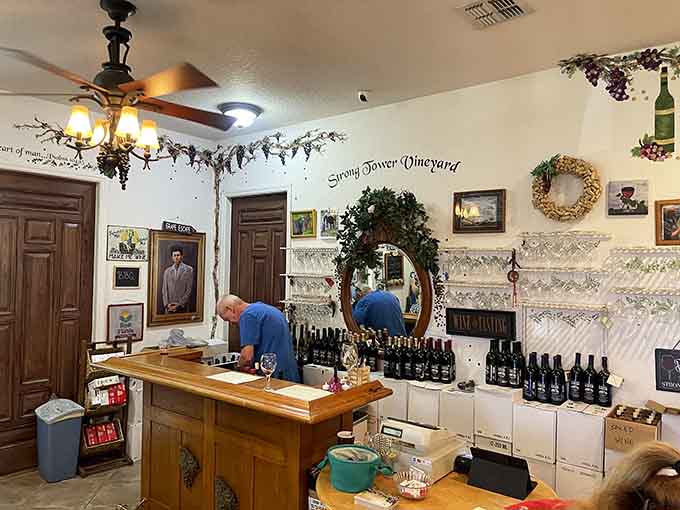 Inside the tasting room, rustic charm meets wine sophistication without any of the stuffiness you'd expect.