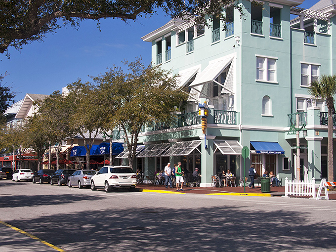 Pastel-colored buildings and pristine streets create downtown Celebration's signature look &ndash; like Main Street USA without the admission fee.