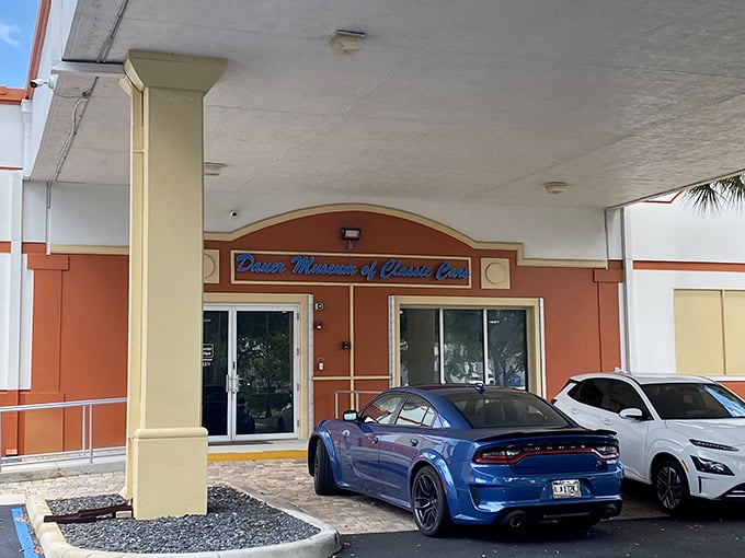 The unassuming facade gives no hint of the automotive treasures within &ndash; like finding a diamond mine behind a garden shed.