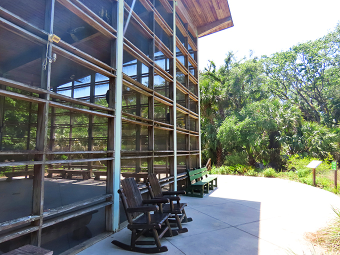 Rocking chairs on the porch invite visitors to slow down &ndash; Florida style. The building whispers, "Come sit a spell."